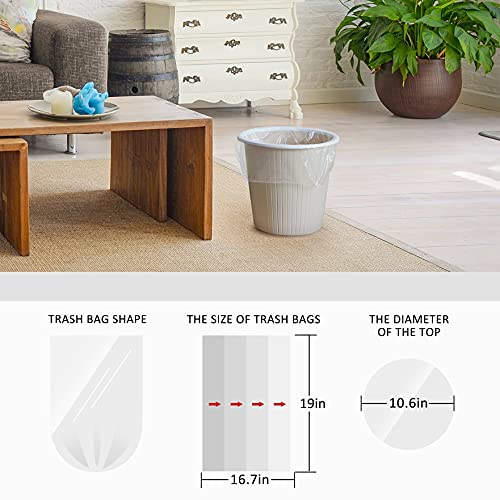 2.6 Gallon 220 Counts Strong Trash Bags Garbage Bags by Teivio, Bathroom Trash Can Bin Liners, Small Plastic Bags for home office kitchen,fit 10 Liter, 2,2.5,3 Gal, Clear