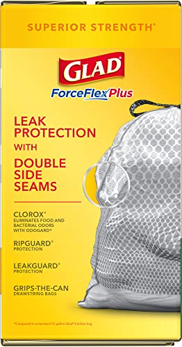 GLAD ForceFlexPlus Tall Kitchen Trash Bags, 13 Gallon Trash Bags for Tall Kitchen Trash Can, Lemon Fresh Bleach Scent to Eliminate Odors, 90 Count (Package May Vary)