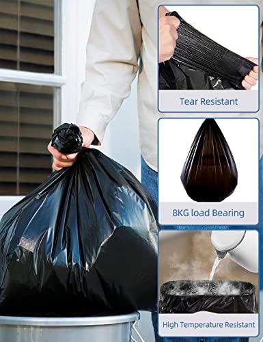 Waikas Kitchen Trash Bags 13 Gallon, 25 Counts, 60cm*70cm, 13.5g/pcs, Unscented, Black