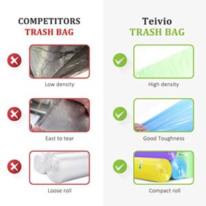 8 Gallon 330 Counts Strong Trash Bags Garbage Bags by Teivio, Bathroom Trash Can Bin Liners, Plastic Bags for home office kitchen，Multicolor