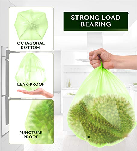 Compostable Trash Bags - FORID 13 Gallon Tall Kitchen Garbage Bags 80 Count Unscented Trash Can Liners 55 Liter Medium Wastebasket Bags for Bathroom Home Bedroom Office Garbage Can (5Rolls/Green)