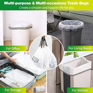 Trash Bags Small 2 to 4 Gallons Drawstring with Handles, Small Kitchen Garbage Bags White Drawstring Wastebasket Ultra Strong Bags, Clear Simple Trash Bags for Bathroom, Bedroom Office 15L(90 Counts)