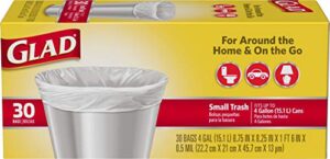 glad small trash bags – 4 gallon white trash bag – 30 count