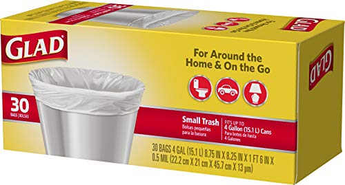 Glad Small Trash Bags - 4 Gallon White Trash Bag - 30 Count