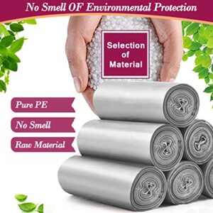 4 Gallon/180pcs Small Silver Grey Trash Bags Strong Grey Garbage Bags, Bathroom Trash Can Bin Liners, Plastic Bags for Office, Waste Basket Liner, Fit 12-15 Liter, 3,3.5,4,4.5 Gal（Silver Grey 180）