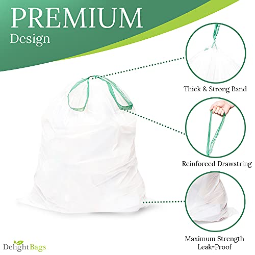 Compatible with Simple human Code H, 200 Count, Eco-Friendly, White Drawstring Trash Bags, 8-9 Gallon,30-35 Liter, 18.5" x 28", 1.2 Mil thick, Made in the USA with 70% CERTIFIED Post Consumer Material