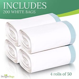 Compatible with Simple human Code H, 200 Count, Eco-Friendly, White Drawstring Trash Bags, 8-9 Gallon,30-35 Liter, 18.5" x 28", 1.2 Mil thick, Made in the USA with 70% CERTIFIED Post Consumer Material