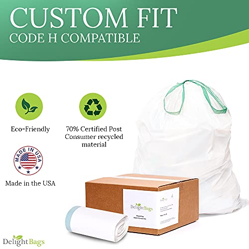 Compatible with Simple human Code H, 200 Count, Eco-Friendly, White Drawstring Trash Bags, 8-9 Gallon,30-35 Liter, 18.5" x 28", 1.2 Mil thick, Made in the USA with 70% CERTIFIED Post Consumer Material