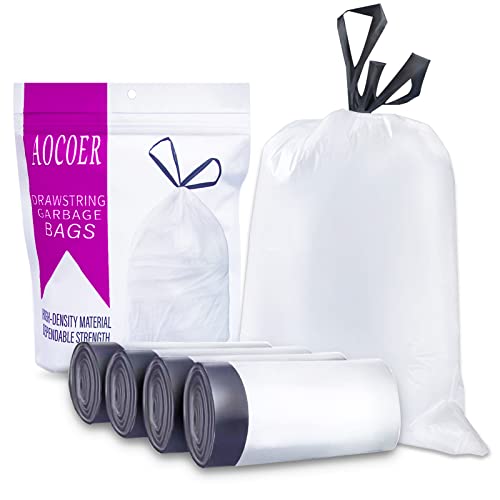 4 Gallon Trash Bag, Small Drawstring Trash Bags, 15 Liter White Garbage Bags, 72 Count