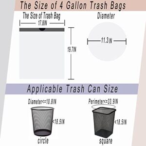 4 Gallon Trash Bag, Small Drawstring Trash Bags, 15 Liter White Garbage Bags, 72 Count