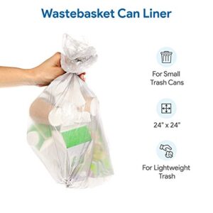 7-10 Gallon Clear Garbage Can Liners, 100 Count - Small - Medium Trash Can Liners - High Density, Thin, Lightweight, 8 Microns - For Office, Home, Hospital Wastebaskets - 2 Coreless Rolls