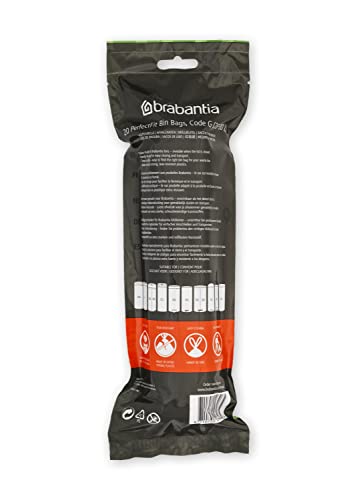 Brabantia PerfectFit Trash Bags (Size G/6-8 Gal) Thick Plastic Trash Can Liners with Drawstring Handles (120 Bags)