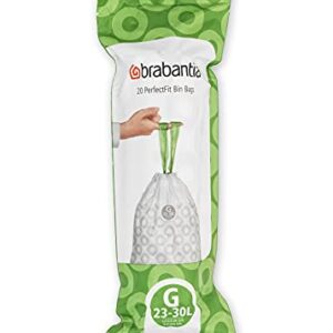 Brabantia PerfectFit Trash Bags (Size G/6-8 Gal) Thick Plastic Trash Can Liners with Drawstring Handles (120 Bags)