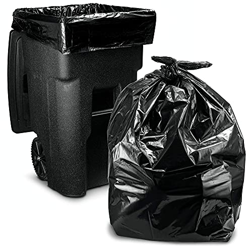 65 Gallon Trash Bags for Toter, (Value-Pack 50 Bags w/Ties) 64 Gallon Large Black Heavy Duty Garbage Bags, 50"W x 60"H.