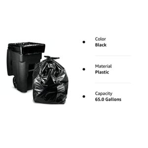 65 Gallon Trash Bags for Toter, (Value-Pack 50 Bags w/Ties) 64 Gallon Large Black Heavy Duty Garbage Bags, 50"W x 60"H.