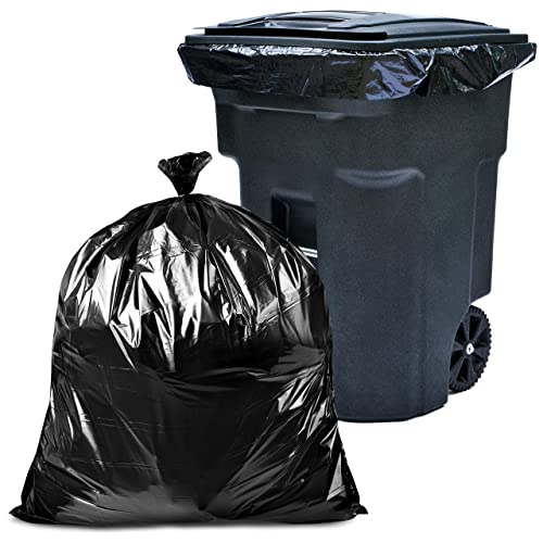 65 Gallon Trash Bags for Toter, (Value-Pack 50 Bags w/Ties) 64 Gallon Large Black Heavy Duty Garbage Bags, 50"W x 60"H.