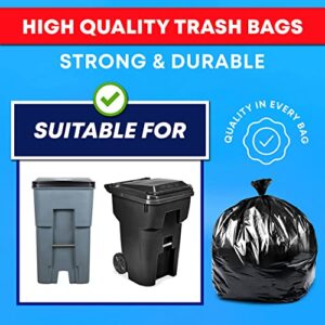 65 Gallon Trash Bags for Toter, (Value-Pack 50 Bags w/Ties) 64 Gallon Large Black Heavy Duty Garbage Bags, 50"W x 60"H.