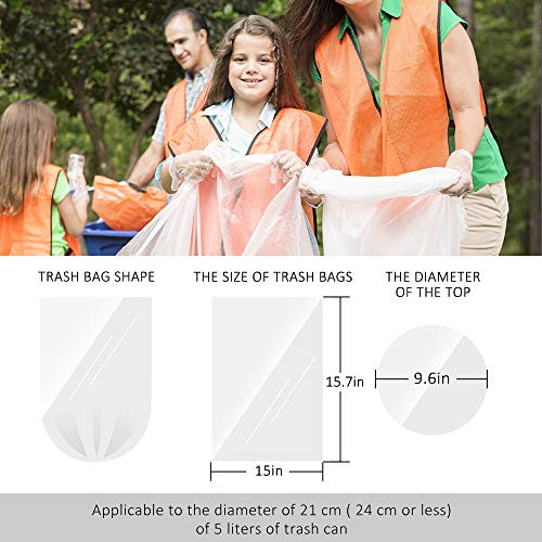 1.2 Gallon 320 Counts Strong Trash Bags Garbage Bags by RayPard, fit 5Liter, trash Bin Liners for Home Office Kitchen Bathroom Bedroom, Clear