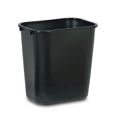 Rubbermaid Commercial Products Plastic Wastebasket/Trash Can, 7-Gallon/28-Quart, Black, for Bedroom/Bathroom/Office, Fits under Desk/Cabinet/Sink, Pack of 4