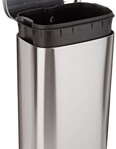 Amazon Basics 30 Liter / 7.9 Gallon Soft-Close, Smudge Resistant Trash Can with Foot Pedal - Brushed Stainless Steel, Satin Nickel Finish