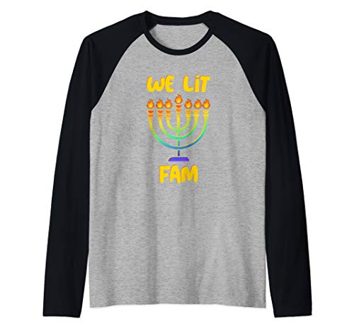 Hanukkah Gift Stocking Stuffers - Hebrew Israelites Menorah Raglan Baseball Tee