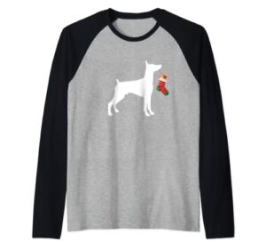 miniature pinscher christmas stocking stuffer dog raglan baseball tee