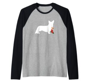 cardigan welsh corgi christmas stocking stuffer dog raglan baseball tee