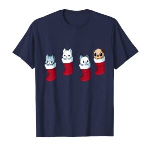 Stocking-Stuffers Christmas Cat Shirt Xmas Lights Pajamas T-Shirt