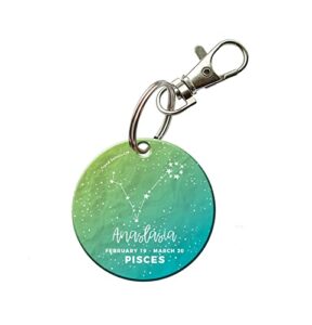 trend setters ltd. – pisces zodiac – personalized –acrylic keychain – fused image birthday gift stocking stuffer