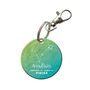 Trend Setters Ltd. – Pisces Zodiac - Personalized –Acrylic Keychain – Fused Image Birthday Gift Stocking Stuffer