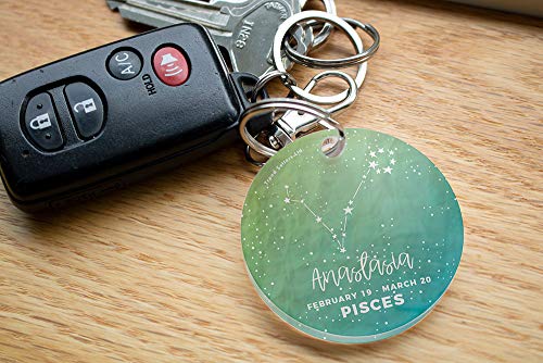 Trend Setters Ltd. – Pisces Zodiac - Personalized –Acrylic Keychain – Fused Image Birthday Gift Stocking Stuffer