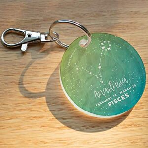 Trend Setters Ltd. – Pisces Zodiac - Personalized –Acrylic Keychain – Fused Image Birthday Gift Stocking Stuffer