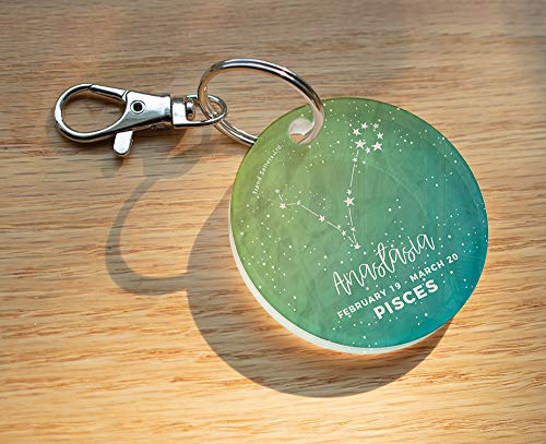 Trend Setters Ltd. – Pisces Zodiac - Personalized –Acrylic Keychain – Fused Image Birthday Gift Stocking Stuffer