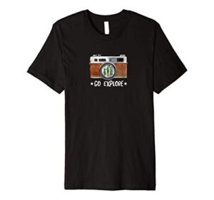 cute go explore vintage camera photography premium t-shirt