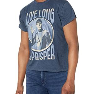 Star Trek Men's Original Series Spock Live Long T-Shirt, Navy Blue Heather, 5X-Large