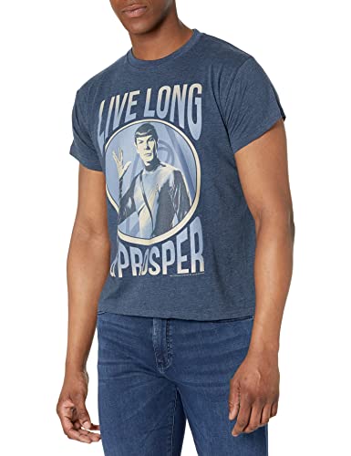 Star Trek Men's Original Series Spock Live Long T-Shirt, Navy Blue Heather, 5X-Large