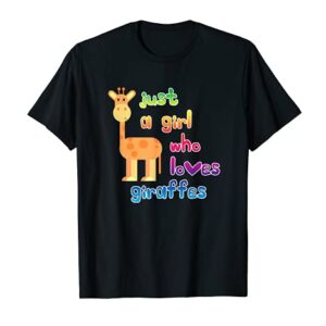 Just A Girl Who Loves Giraffes Kids Boys Girls Cute Giraffe T-Shirt