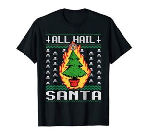 all hail santa gift 666 ugly sweater christmas satanic t-shirt