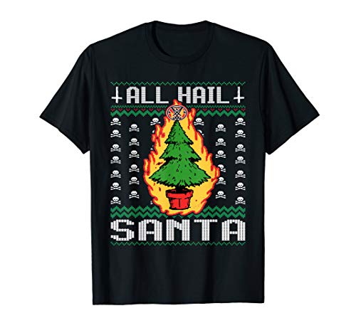 All Hail Santa Gift 666 Ugly Sweater Christmas Satanic T-Shirt