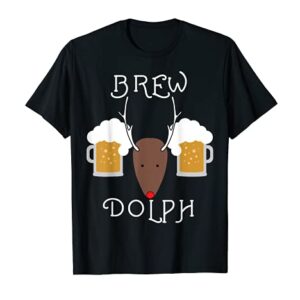 Brew-Dolph Reindeer Funny Christmas Tee for Beer Drinkers