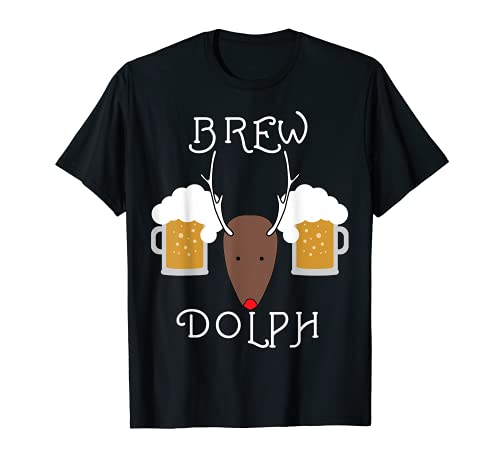 Brew-Dolph Reindeer Funny Christmas Tee for Beer Drinkers