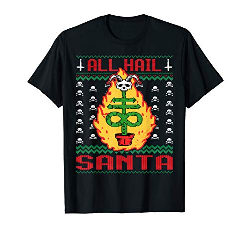 All Hail Santa Gift 666 Ugly Sweater Christmas Satanic T-Shirt