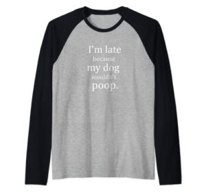 humorous joke cute dog mom dad poop gift stocking stuffer raglan baseball tee