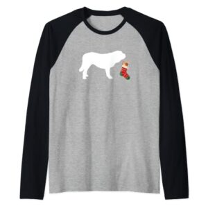 St Bernard Christmas Saint Bernard Stocking Stuffer Dog Raglan Baseball Tee