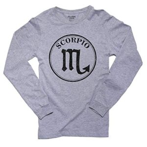 hollywood thread scorpio zodiac sign – classic stamp print men’s long sleeve t-shirt grey