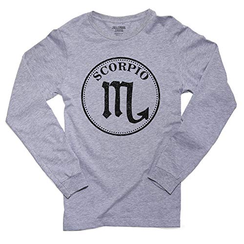 Hollywood Thread Scorpio Zodiac Sign - Classic Stamp Print Men's Long Sleeve T-Shirt Grey