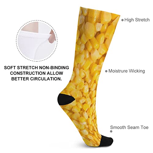 Funny Fun Crew Socks Corn Kernels Novelty Casual Crew Socks for Mens Womens Unisex Funky Socks Funny Gifts