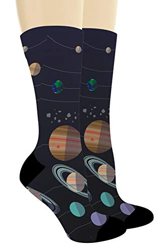 Galaxy Gifts Planet Sock Space Related Gifts for Astronomers Space Socks 1-Pair Novelty Crew Socks