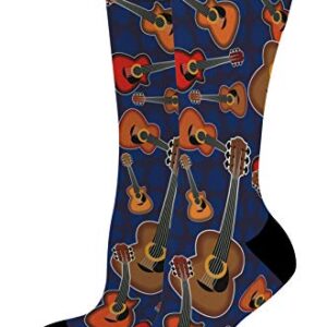 ThisWear Music Accessories Music Themed Socks Guitar Lover Gifts for Musicians 1-Pair Novelty Crew Socks