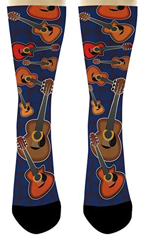 ThisWear Music Accessories Music Themed Socks Guitar Lover Gifts for Musicians 1-Pair Novelty Crew Socks